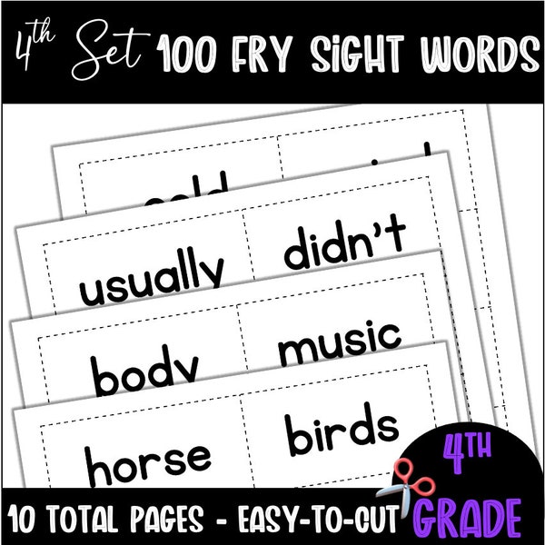 4th Grade Sight Words - Etsy