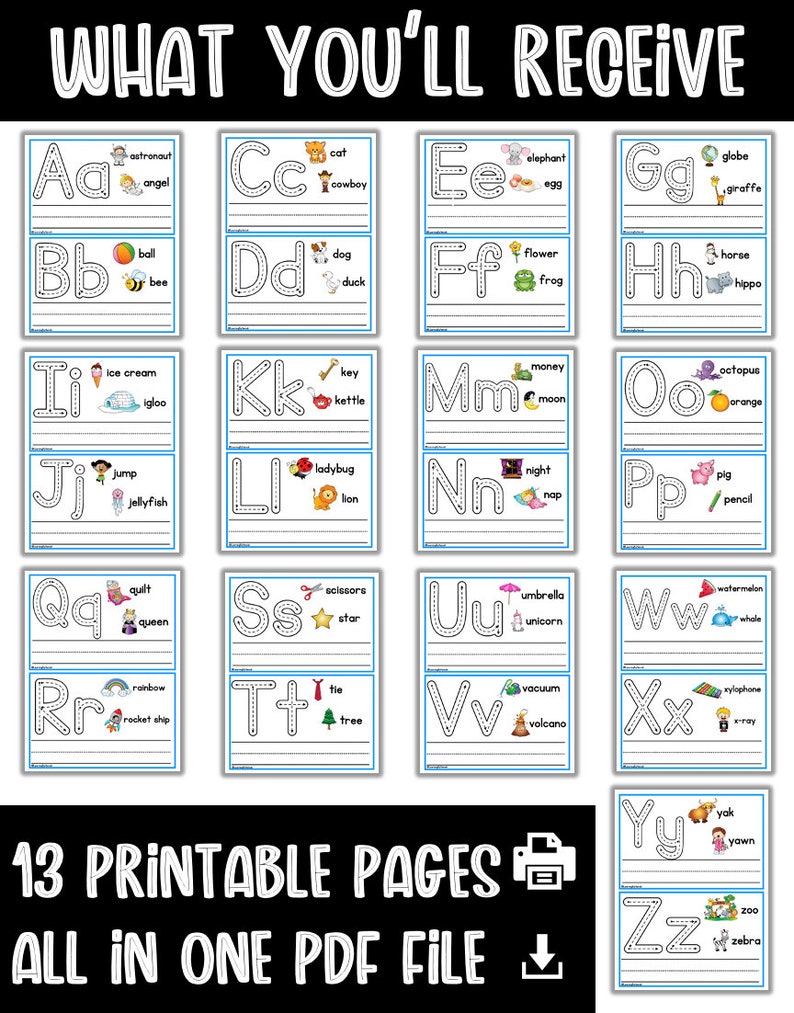 Alphabet Tracing Cards Downloadable | Letter Practice | ABC Printable ...