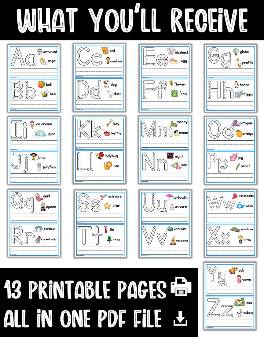 Alphabet Tracing Cards Downloadable | Letter Practice | ABC Printable ...