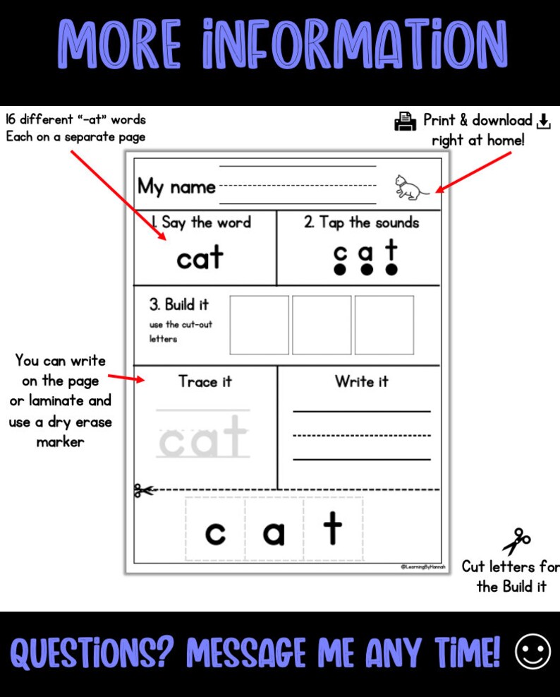 CVC at Word Family Worksheets CVC Words Kindergarten - Etsy
