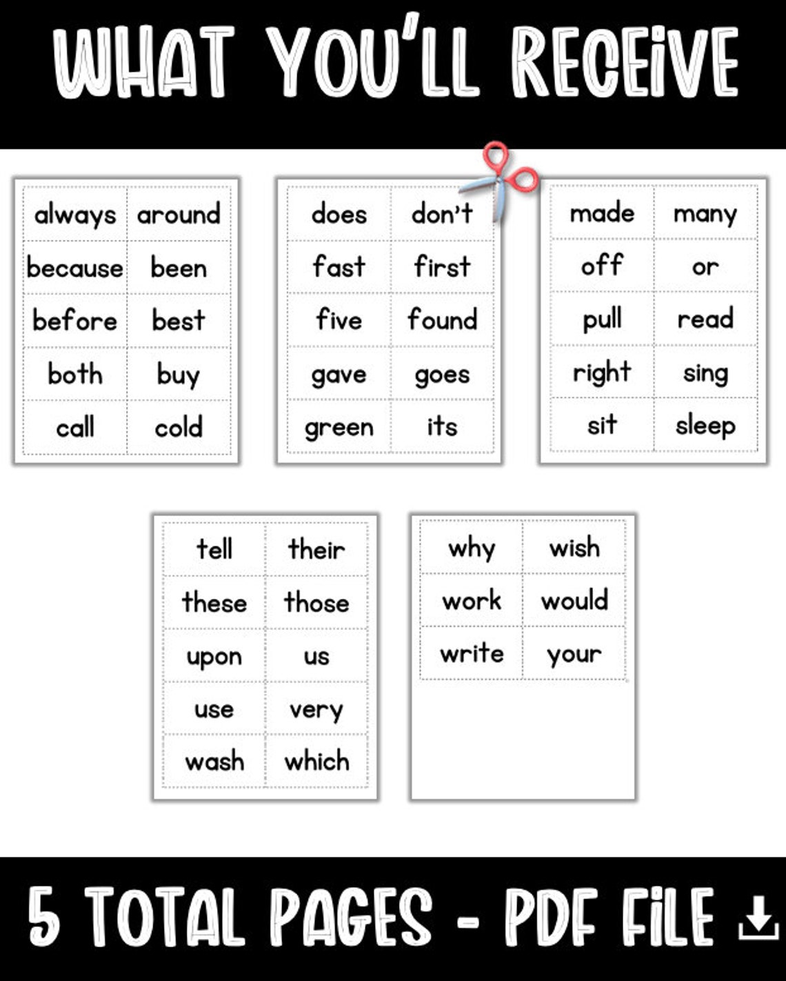 Second Grade Dolch Sight Words Downloadable | Second Grade Flash Cards ...