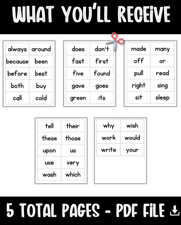 Second Grade Dolch Sight Words Downloadable | Second Grade Flash Cards ...