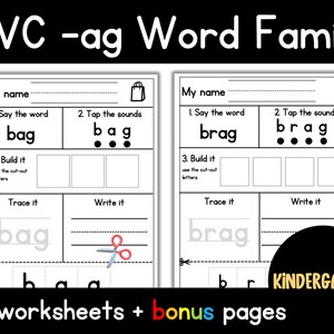 CVC -ag Word Family Worksheets | CVC Words | Kindergarten Reading ...