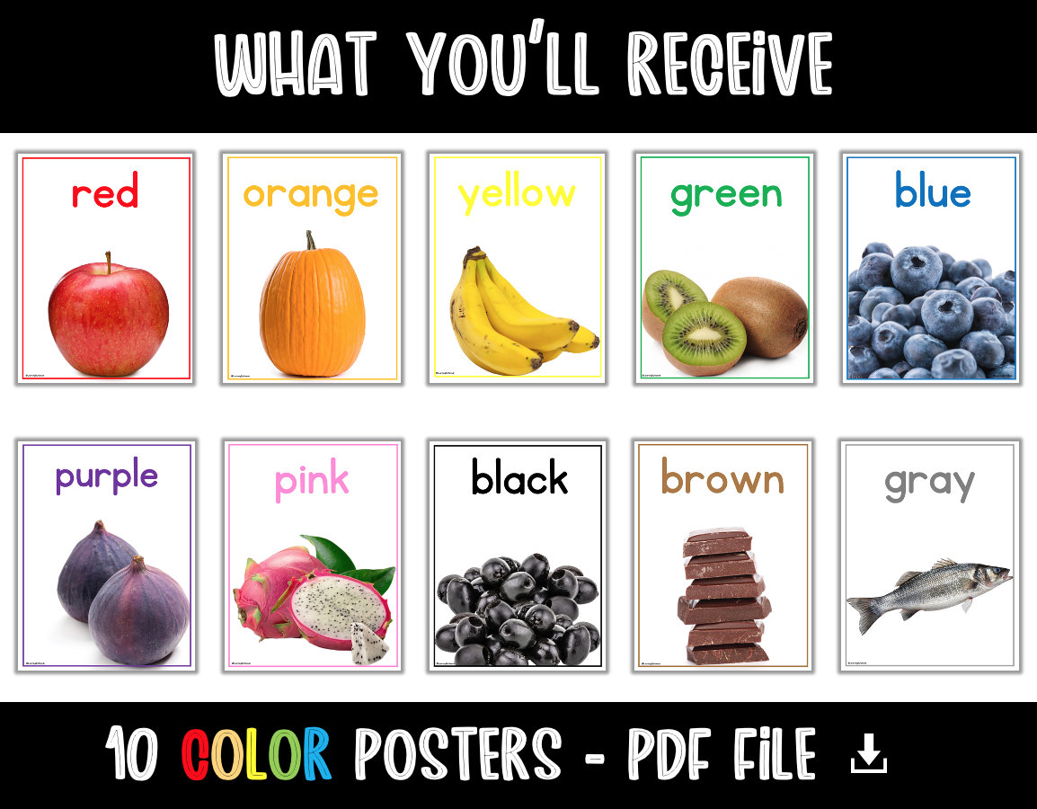 Color Posters Downloadable Color Printable Preschool Kindergarten Color ...