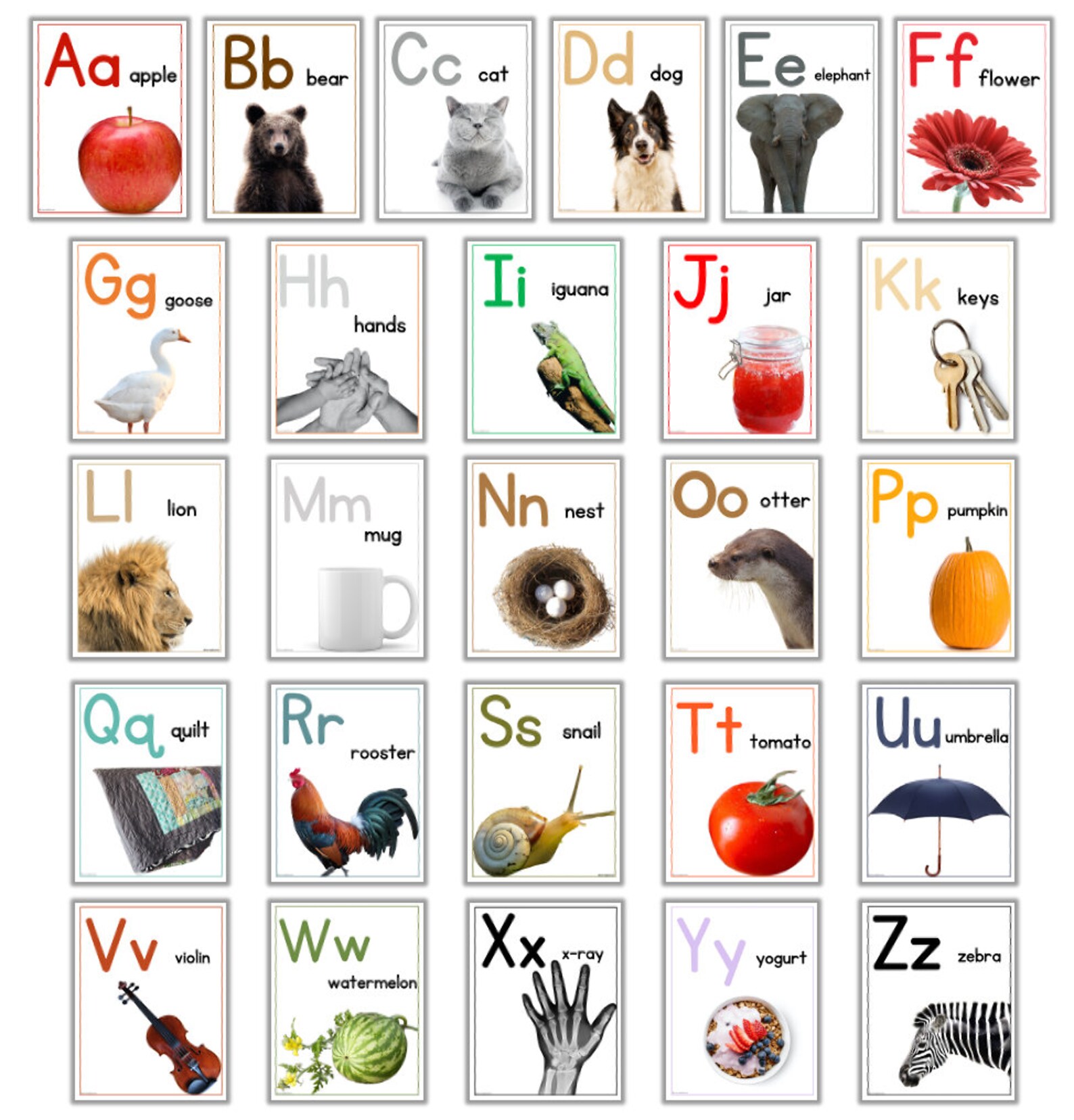 26 Alphabet Posters Downloadable Alphabet Flash Cards Alphabet ...