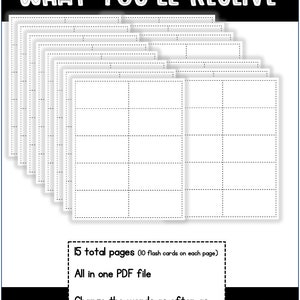 15 Blank Pages of Editable Flash Cards With Dotted Lines - 10 per Page ...