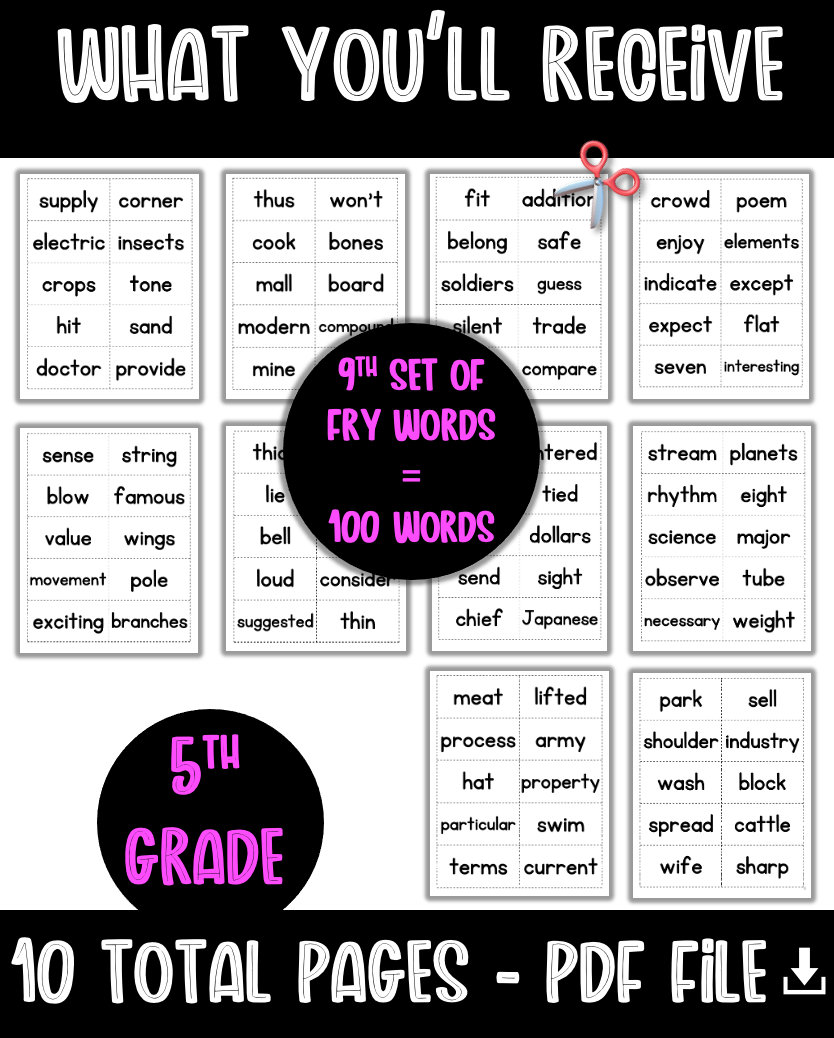 BUNDLE 400 Fry Sight Words Downloadable | Fry Sight Words Printable ...