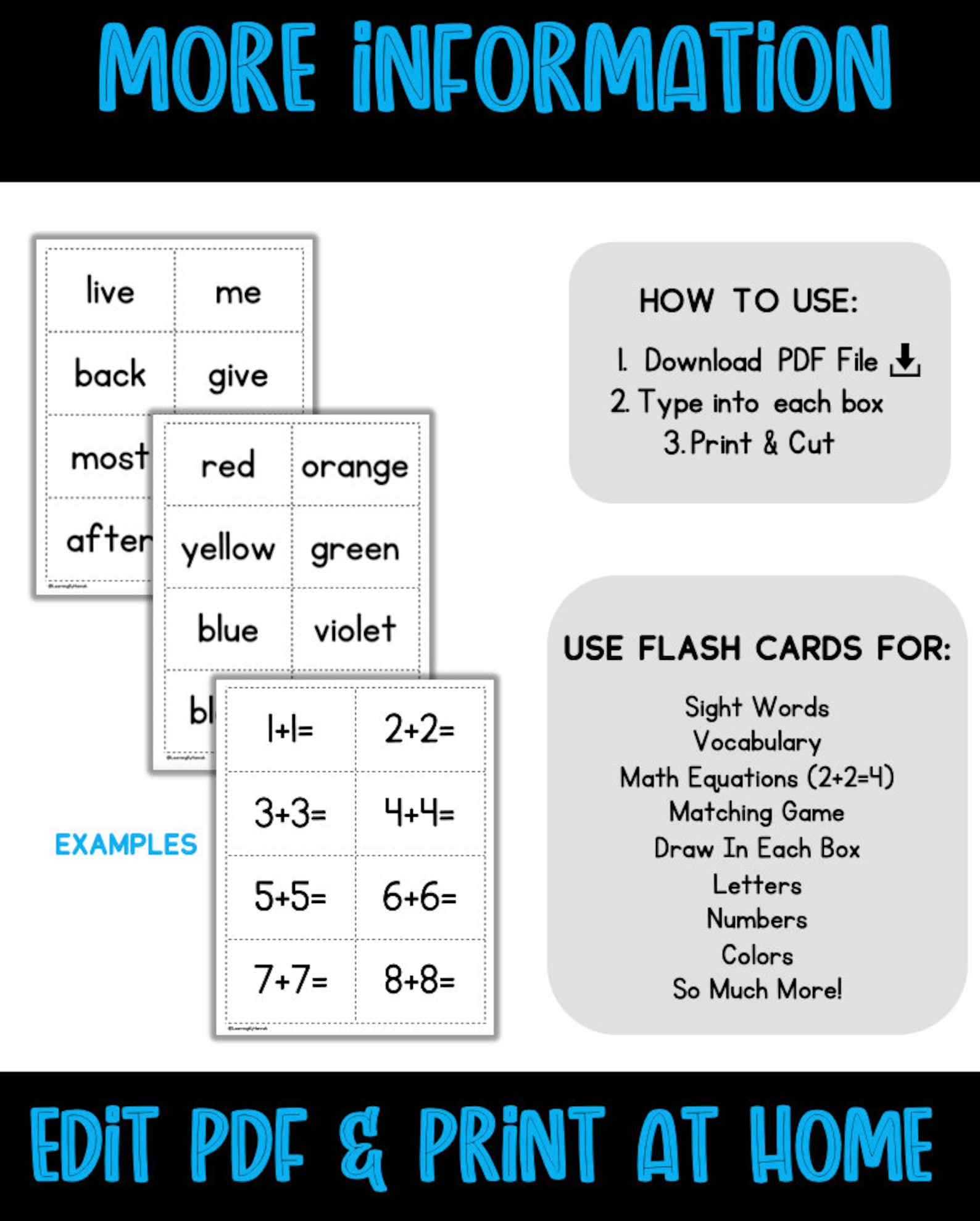 Editable Flash Cards With Dotted Lines - 8 per Page | Flashcards ...