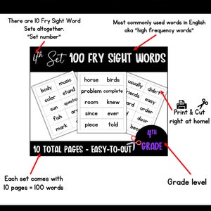 1,000 Fry Sight Words Downloadable BIG BUNDLE | Sight Words Printable ...