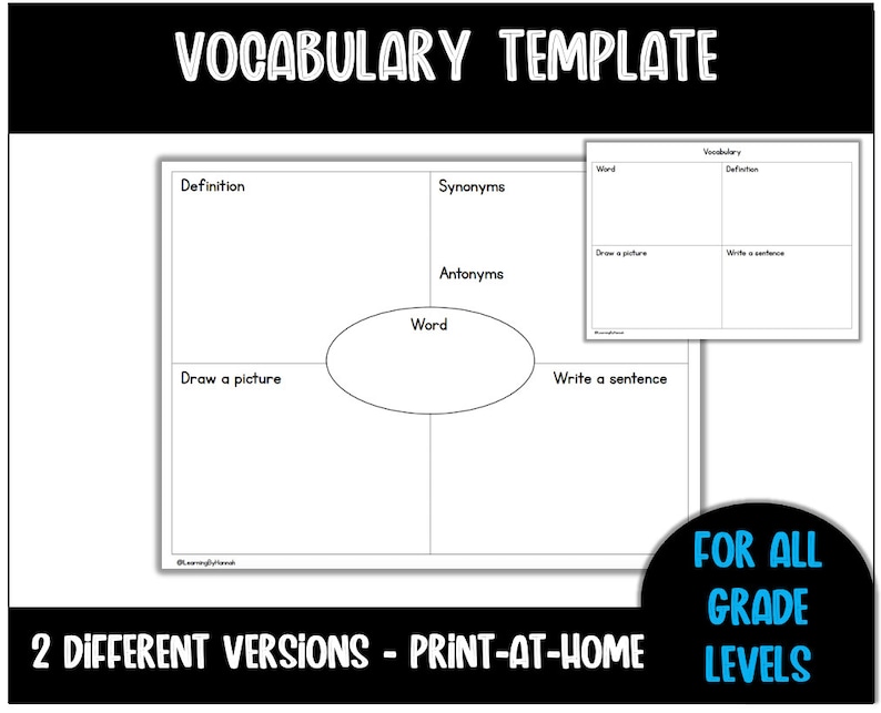 Vocabulary Template Vocabulary Words Practice Definitions - Etsy