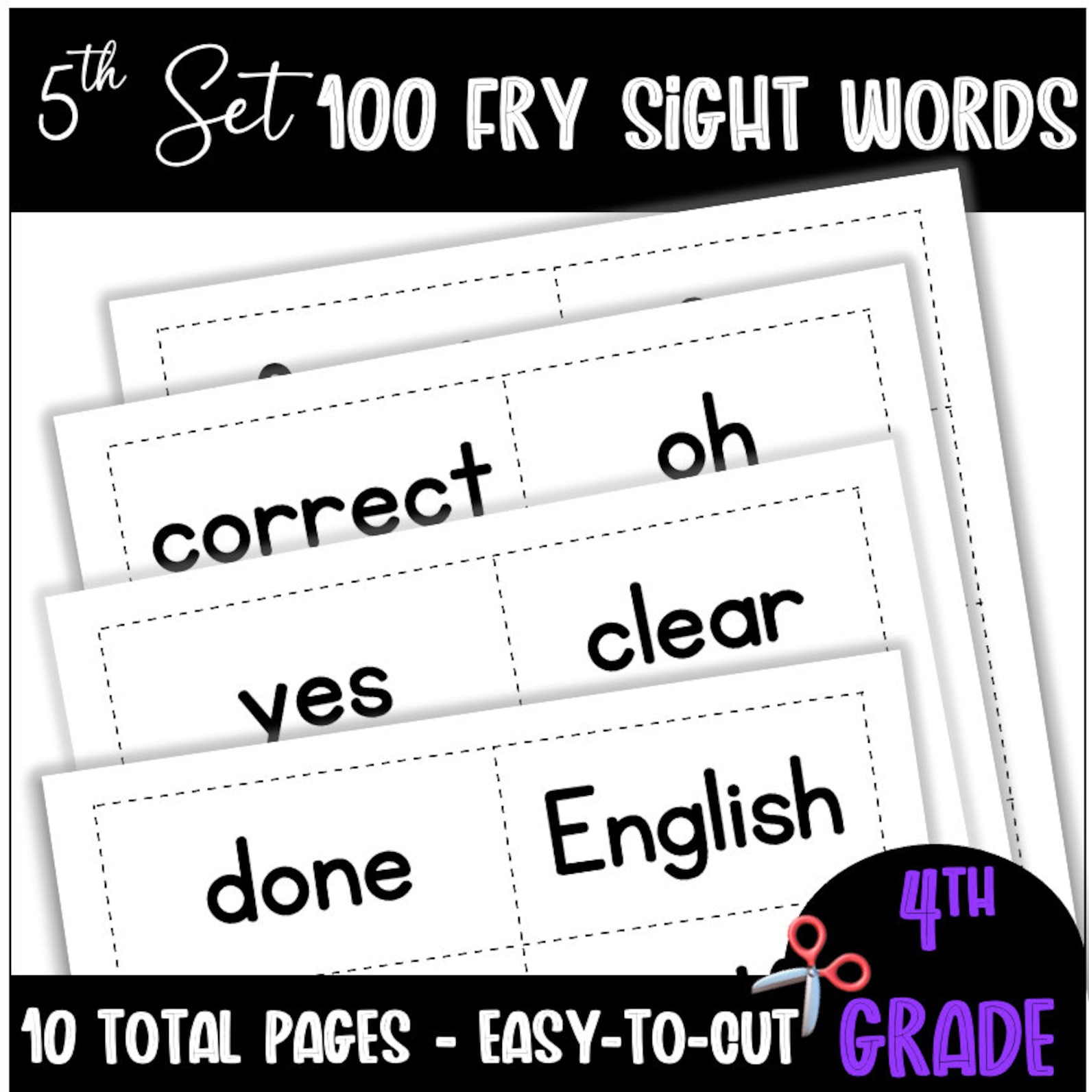 Fifth Set of 100 Fry Sight Words Downloadable | Sight Word Printable ...