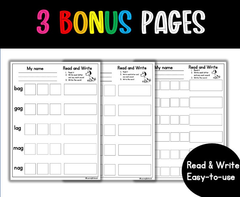 CVC -ag Word Family Worksheets | CVC Words | Kindergarten Reading ...