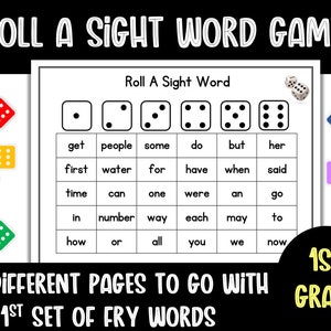 Roll A Sight Word Game Sight Word Practice for the First Set of 100 Fry ...