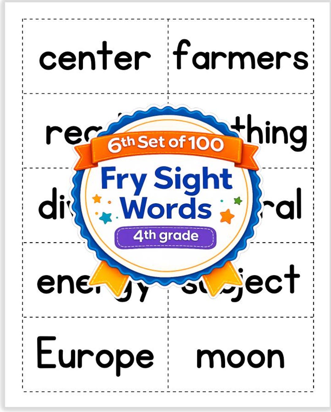 Sixth Set of 100 Fry Sight Words Downloadable | Sight Word Printable ...