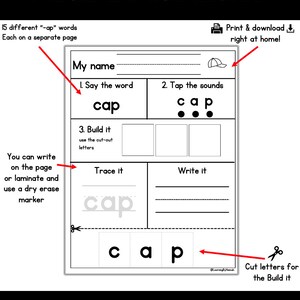 CVC -ap Word Family Worksheets | CVC Words | Kindergarten Reading ...