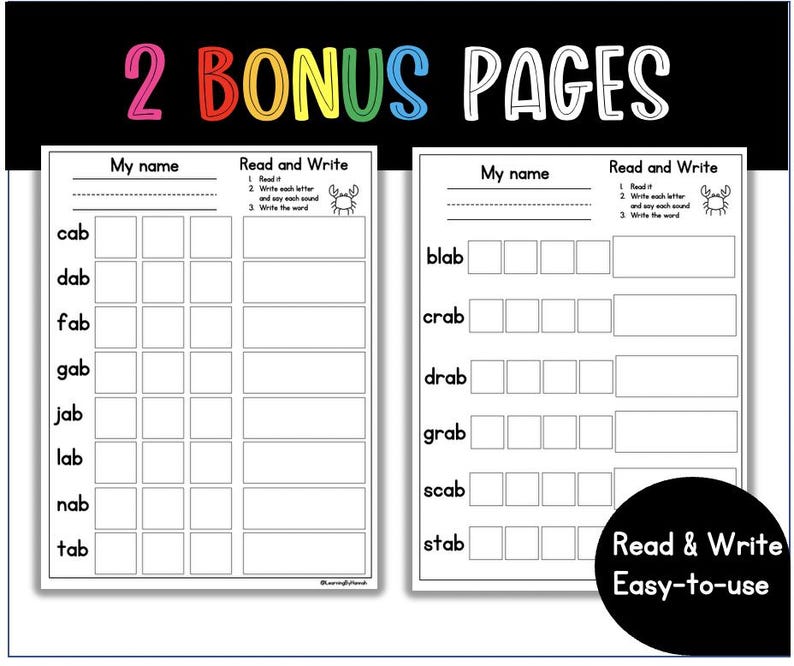 CVC -ab Word Family Worksheets | CVC Words | Kindergarten Reading ...