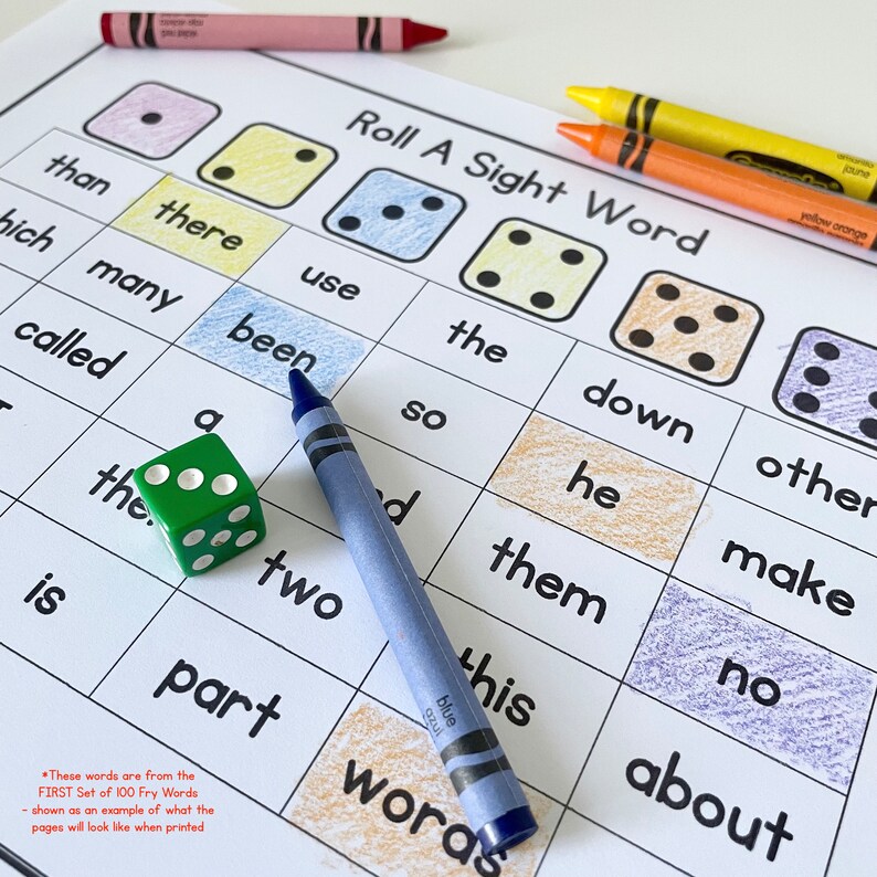 Roll A Sight Word Game Sight Word Practice for the Second Set of 100 ...