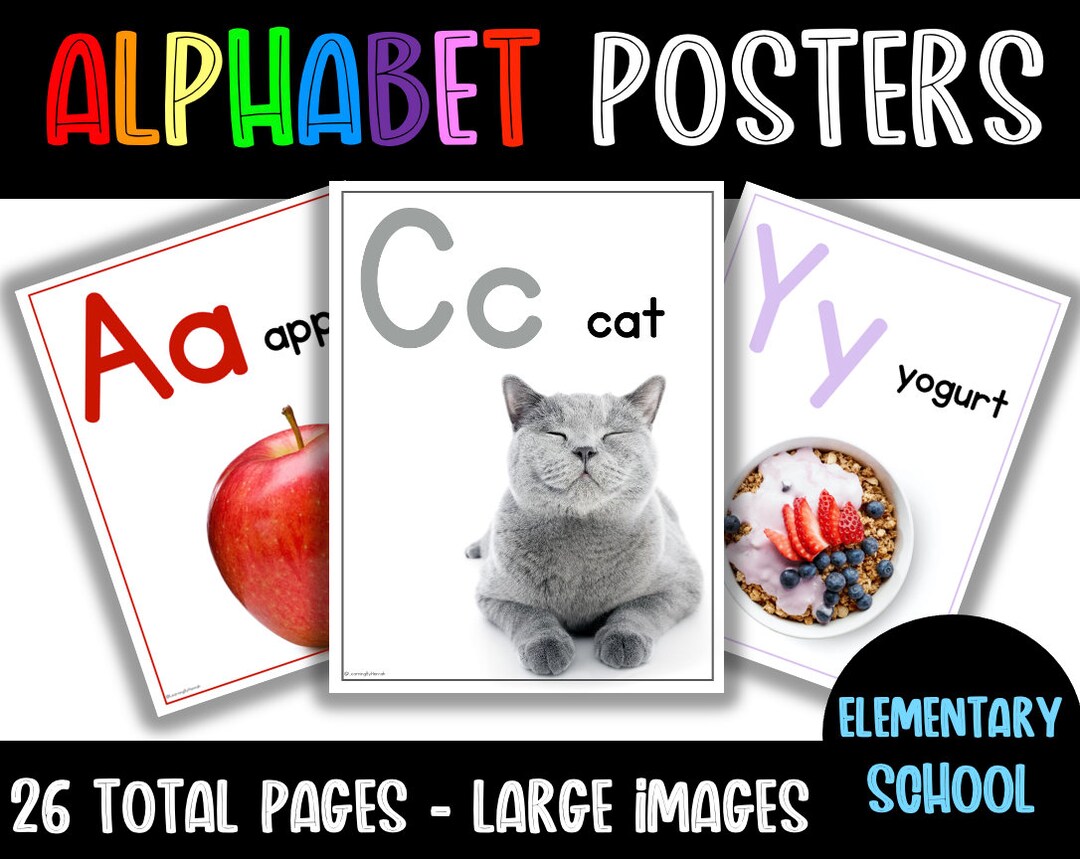 26 Alphabet Posters Downloadable Alphabet Flash Cards - Etsy