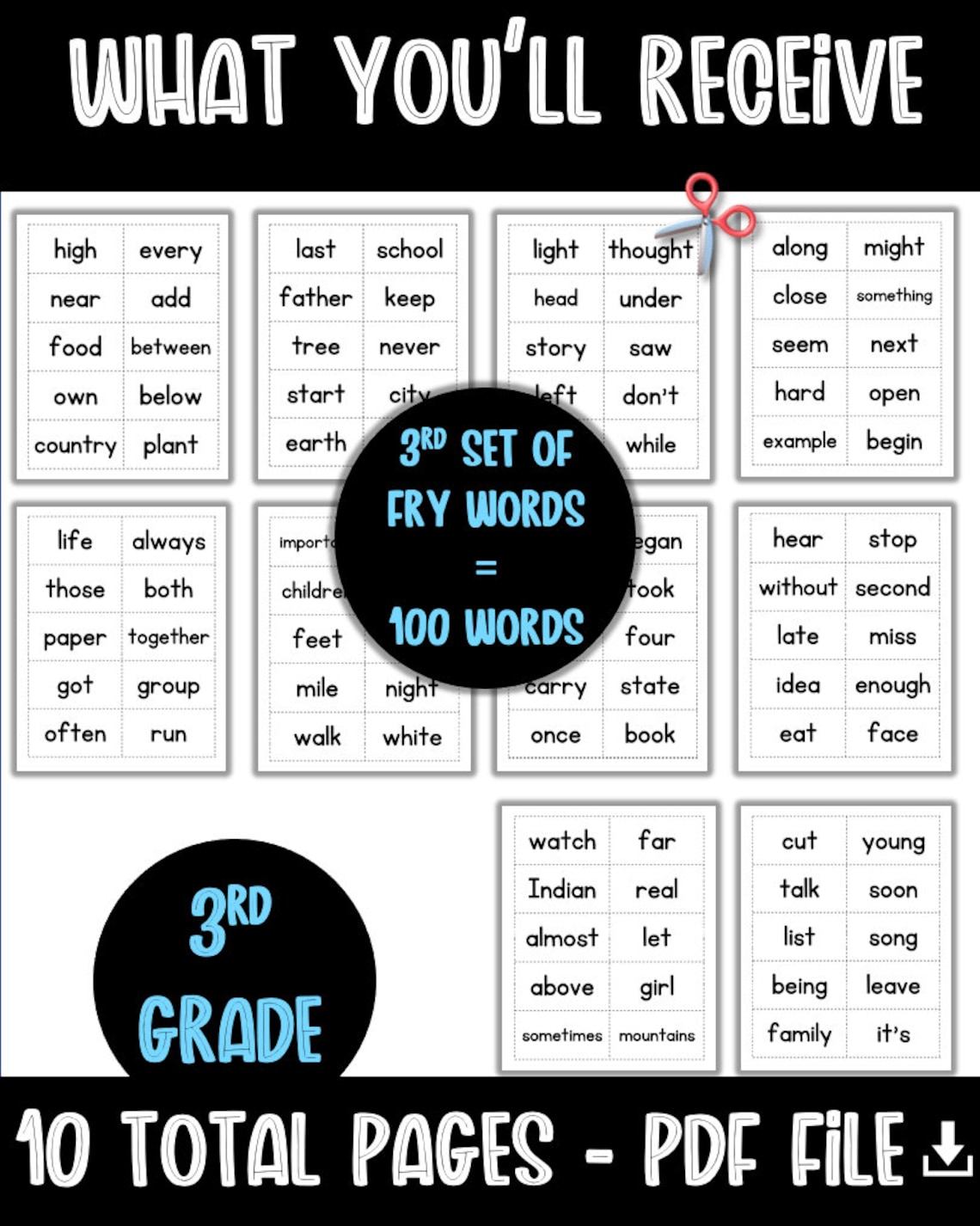 BUNDLE 300 Fry Sight Words Downloadable | Fry Sight Words Printable ...