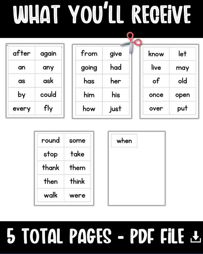 First Grade Dolch Sight Words Downloadable | First Grade Flash Cards ...