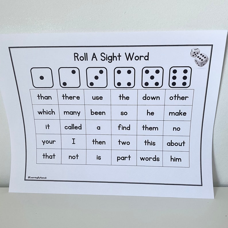 Roll A Sight Word Game Editable Downloadable File | Sight Word Practice ...
