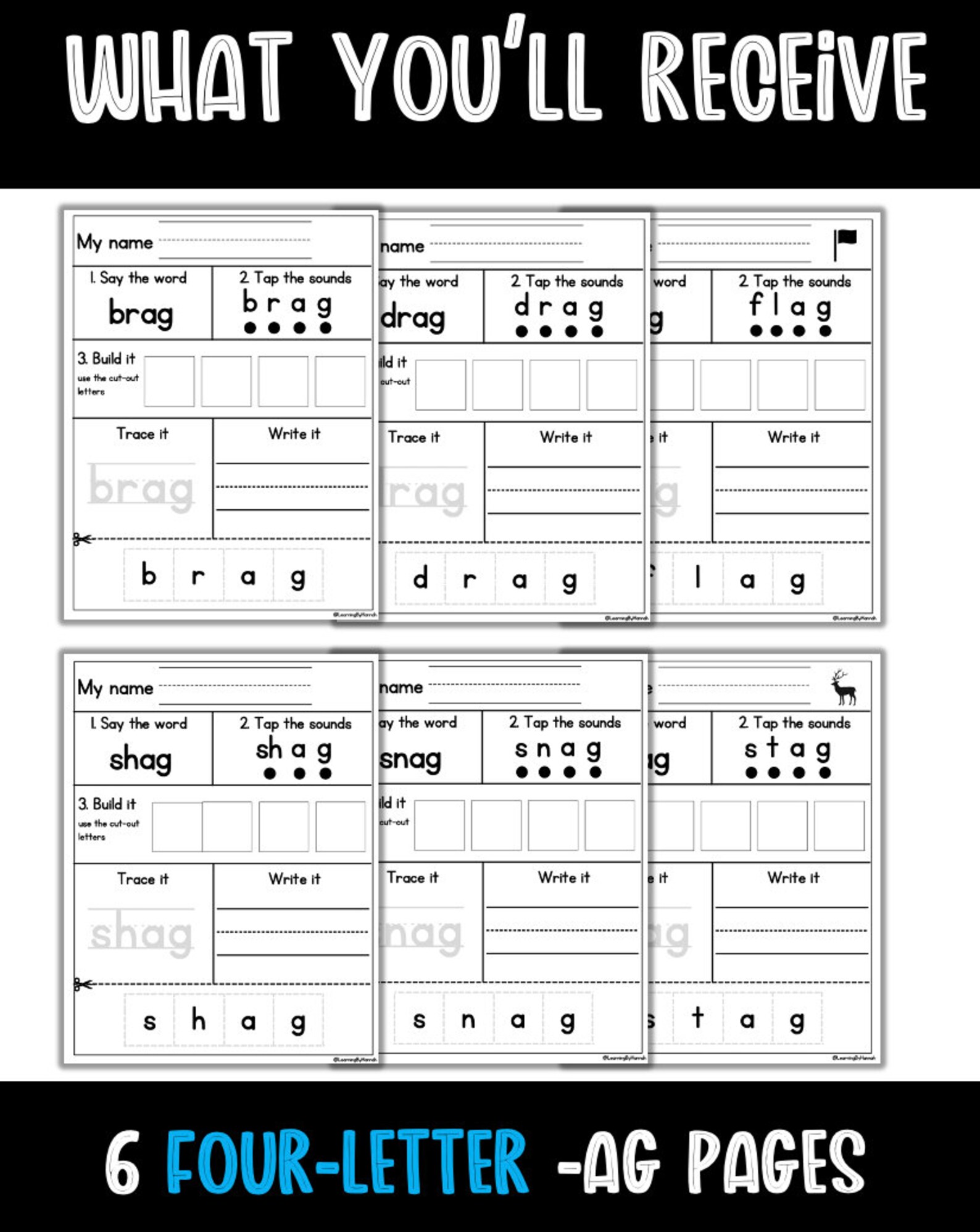 CVC -ag Word Family Worksheets | CVC Words | Kindergarten Reading ...