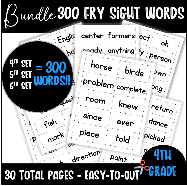 BUNDLE 300 Fry Sight Words Downloadable | Fry Sight Words Printable ...