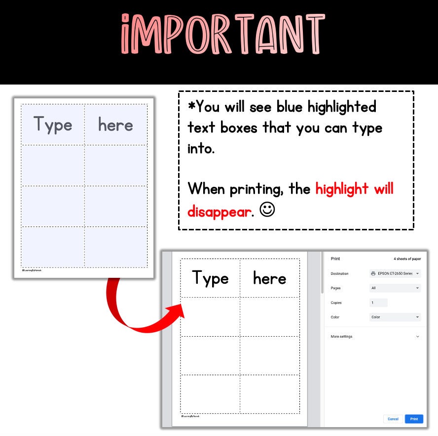 Editable Flash Cards With Dotted Lines - 8 per Page | Flashcards ...