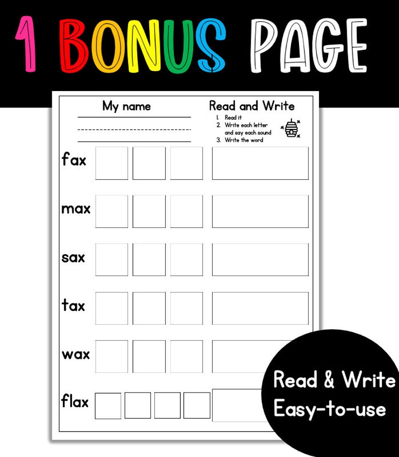 CVC -ax Word Family Worksheets | CVC Words | Kindergarten Reading ...