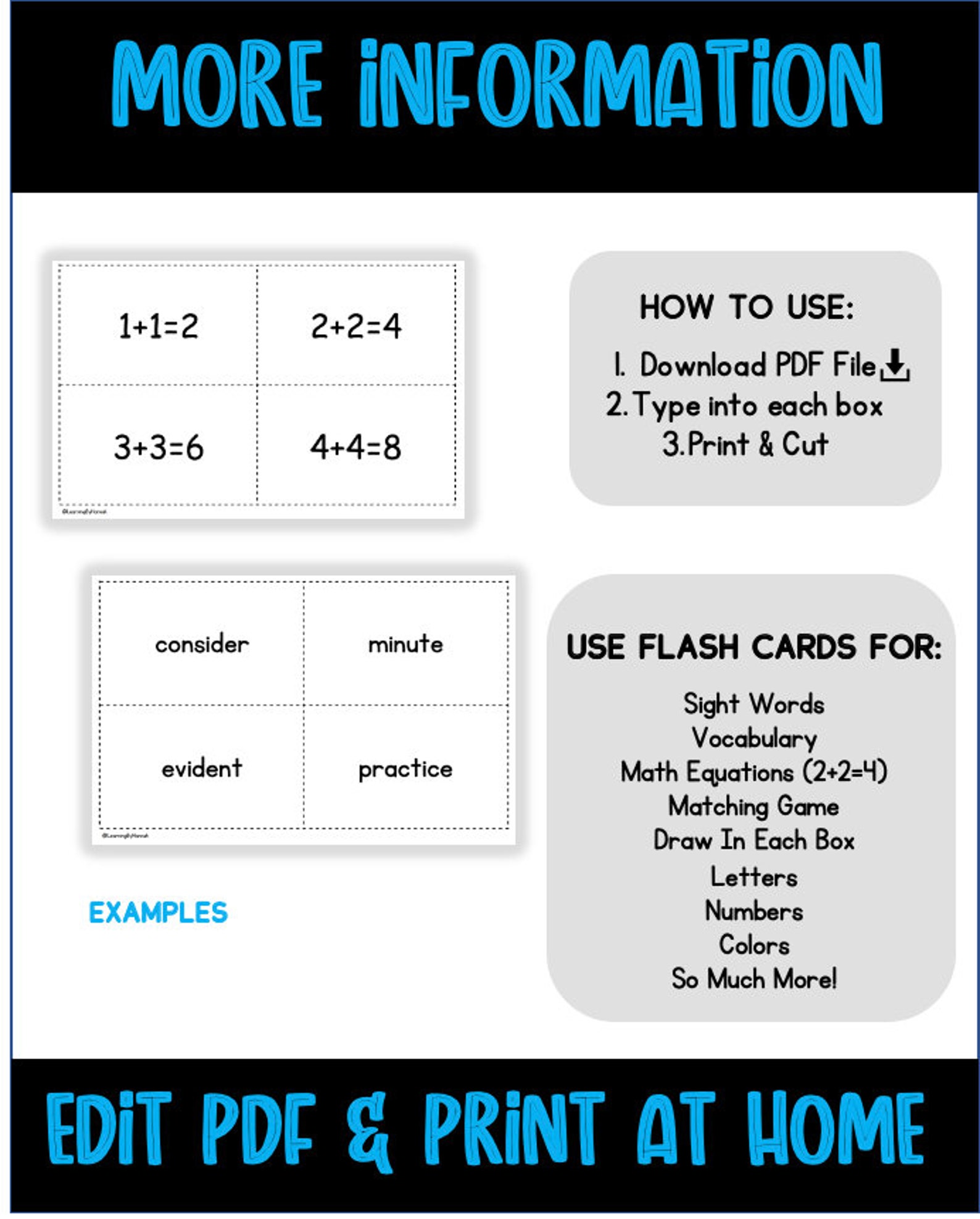 Editable 3x5" Flash Cards With 5 Different Fonts | Flashcards Template ...