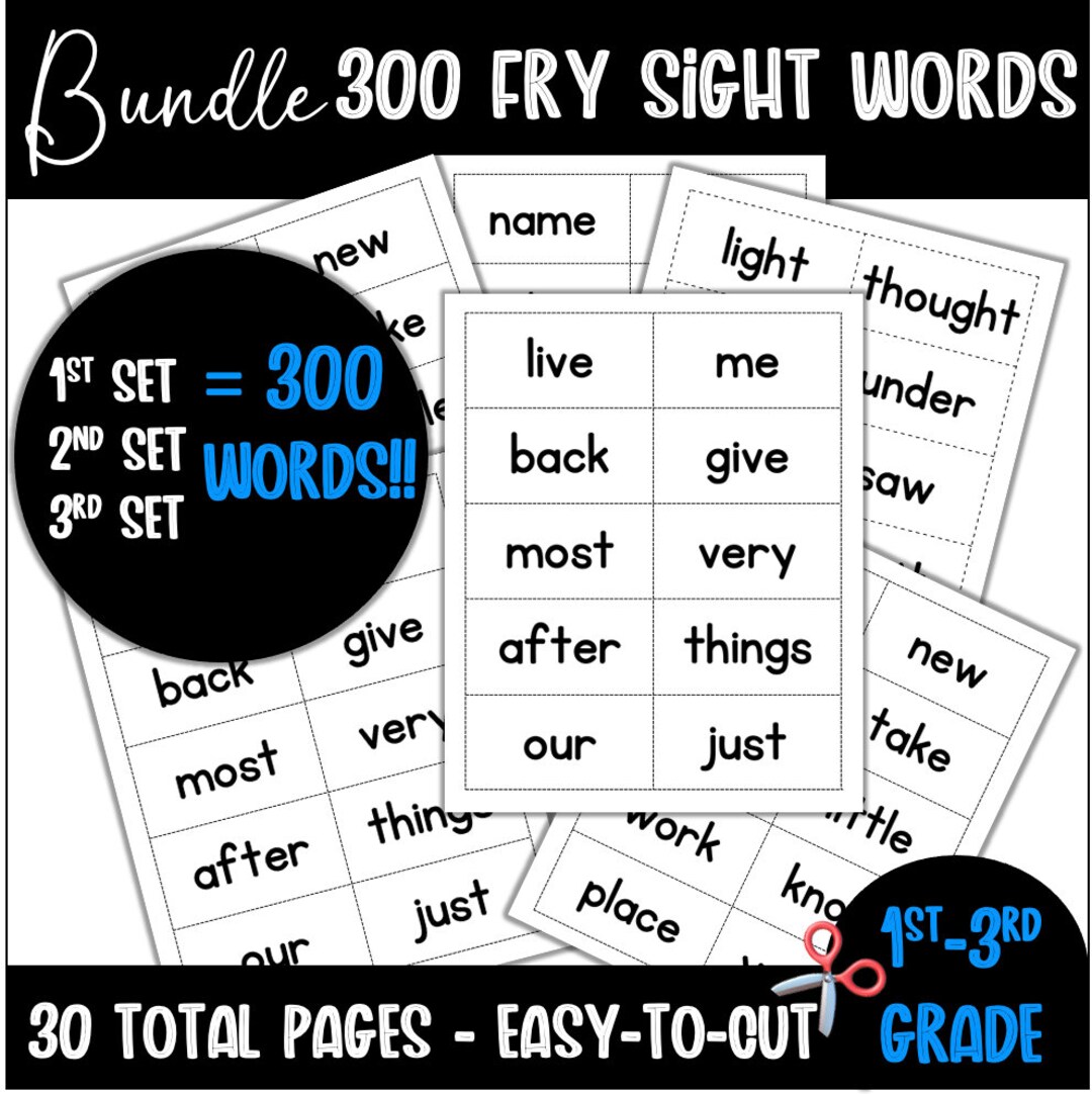 BUNDLE 300 Fry Sight Words Downloadable | Fry Sight Words Printable ...