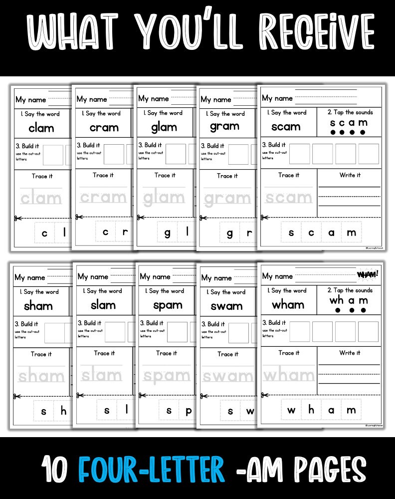 CVC -am Word Family Worksheets | CVC Words | Kindergarten Reading ...