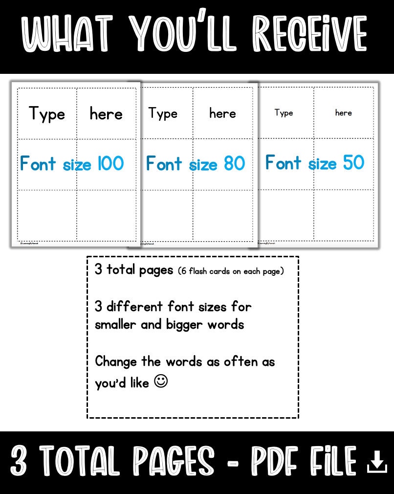 Editable Flash Cards With Dotted Lines - 6 per Page | Flashcards ...