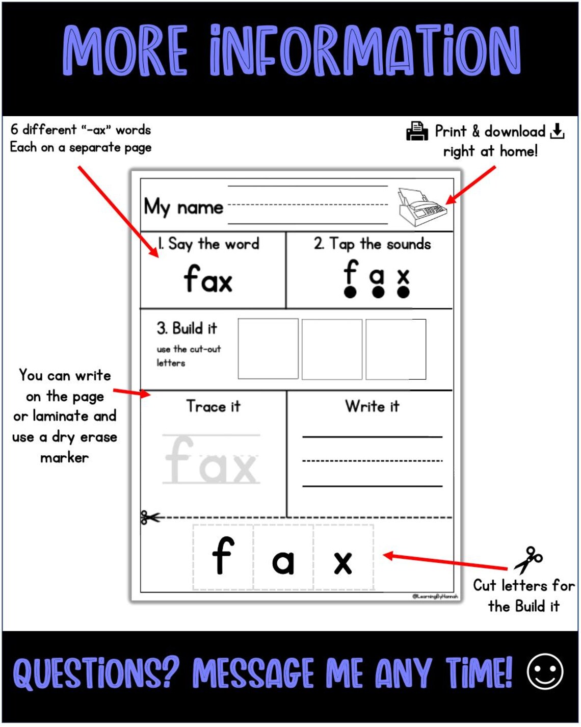 CVC -ax Word Family Worksheets | CVC Words | Kindergarten Reading ...