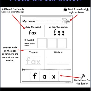 CVC -ax Word Family Worksheets | CVC Words | Kindergarten Reading ...