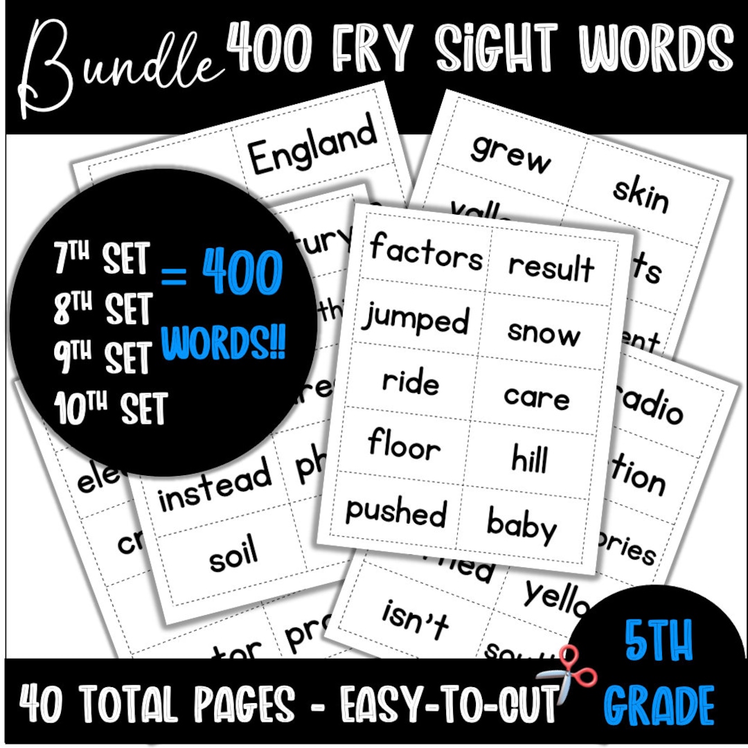 BUNDLE 400 Fry Sight Words Downloadable | Fry Sight Words Printable ...