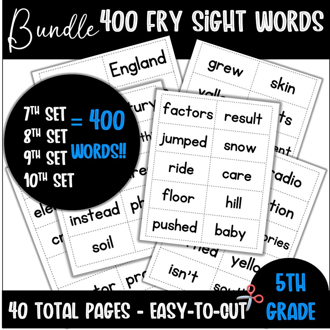 BUNDLE 400 Fry Sight Words Downloadable | Fry Sight Words Printable ...