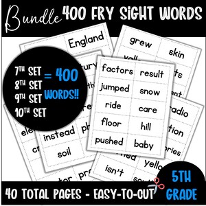 BUNDLE 400 Fry Sight Words Downloadable | Fry Sight Words Printable ...