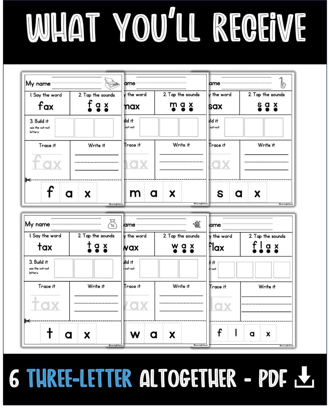 CVC -ax Word Family Worksheets | CVC Words | Kindergarten Reading ...