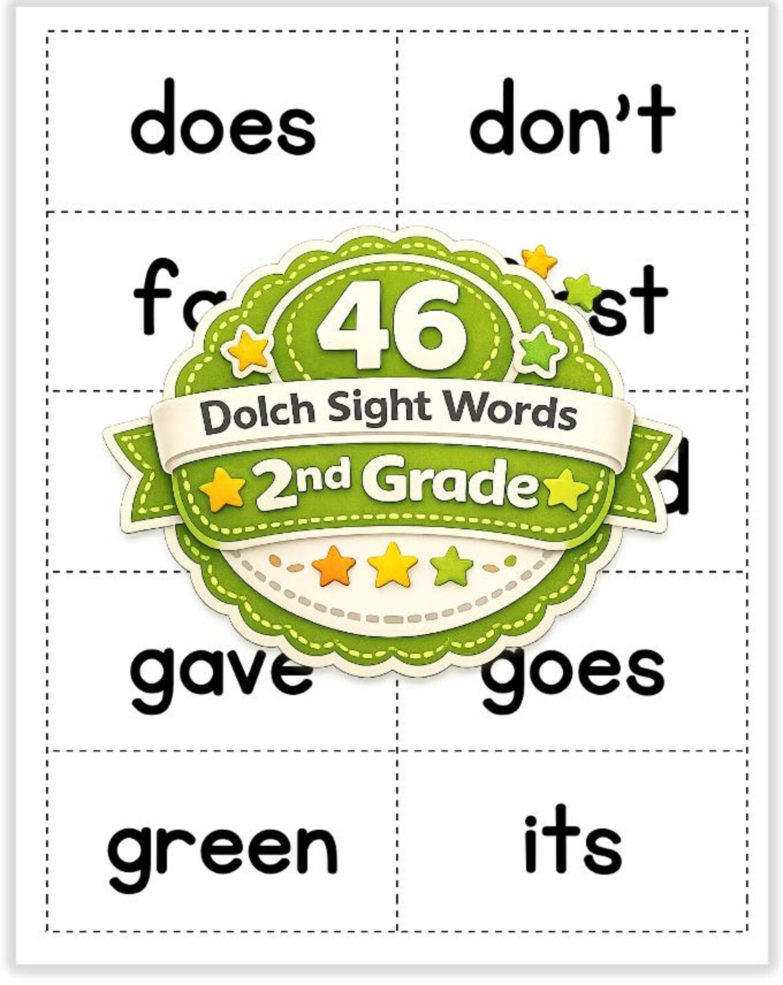 Second Grade Dolch Sight Words Downloadable | Second Grade Flash Cards ...
