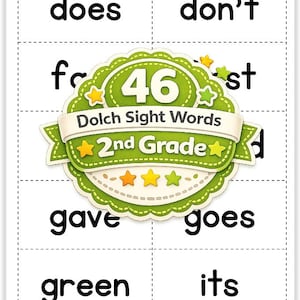 Second Grade Dolch Sight Words Downloadable | Second Grade Flash Cards ...