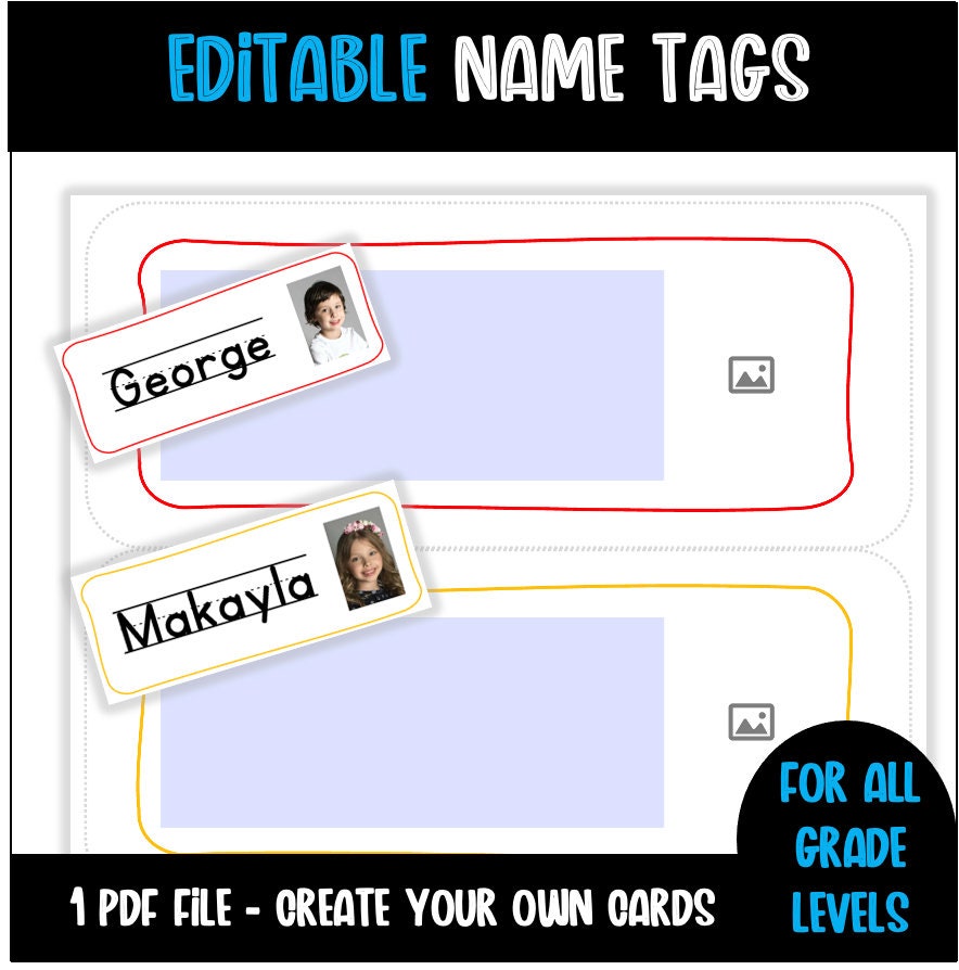 Editable Name Tags Downloadable File PDF File Name Cards Name With ...