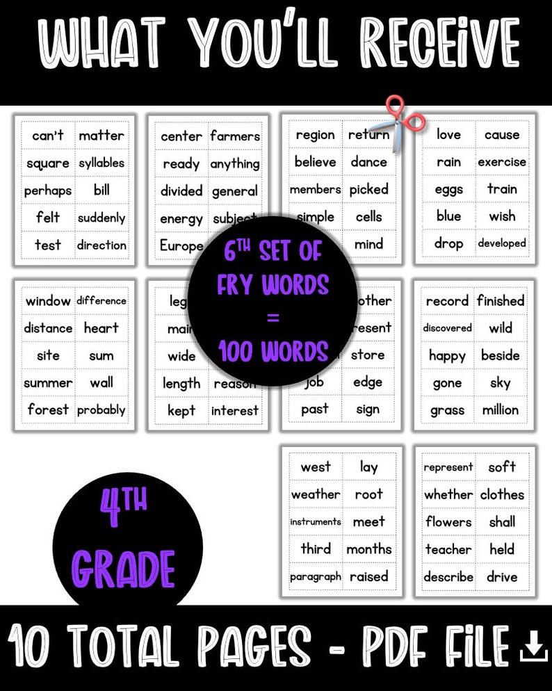BUNDLE 300 Fry Sight Words Downloadable | Fry Sight Words Printable ...
