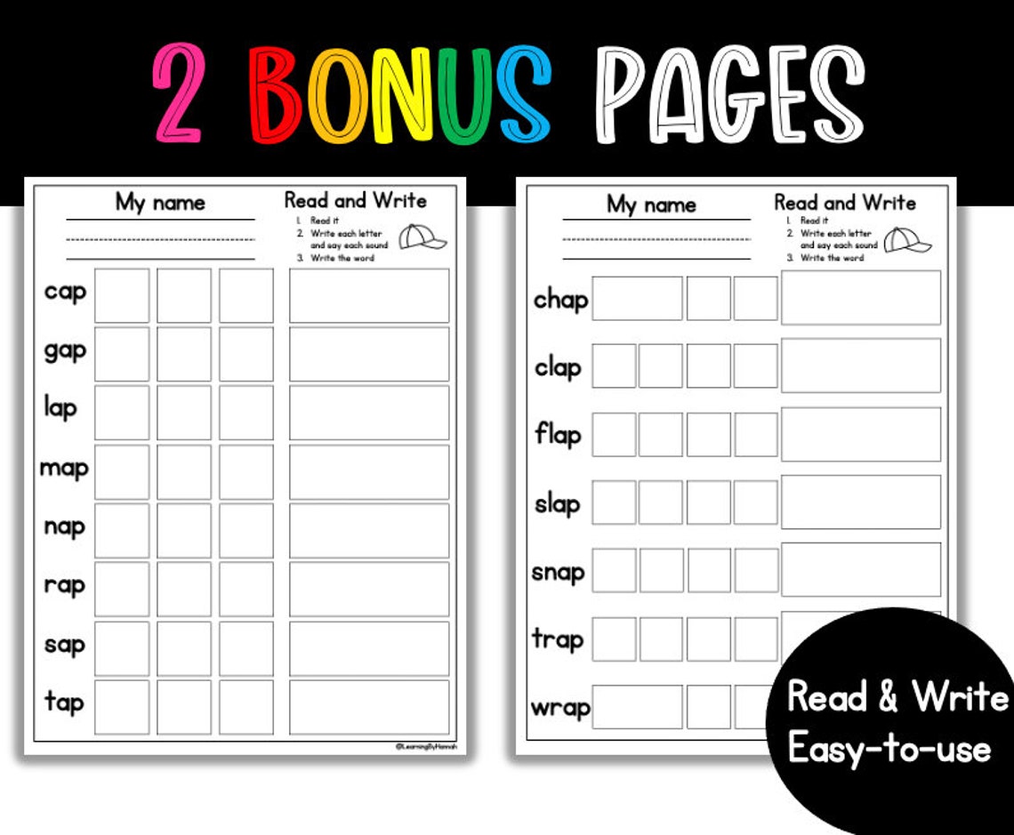 CVC -ap Word Family Worksheets | CVC Words | Kindergarten Reading ...