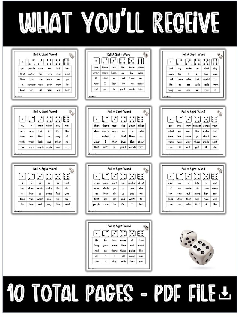 Roll A Sight Word Game for Kindergarten & 1st Grade | Printable Reading ...
