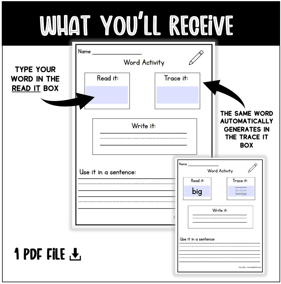 Word Activity Editable Template | Sight Word Worksheet | Sight Word ...