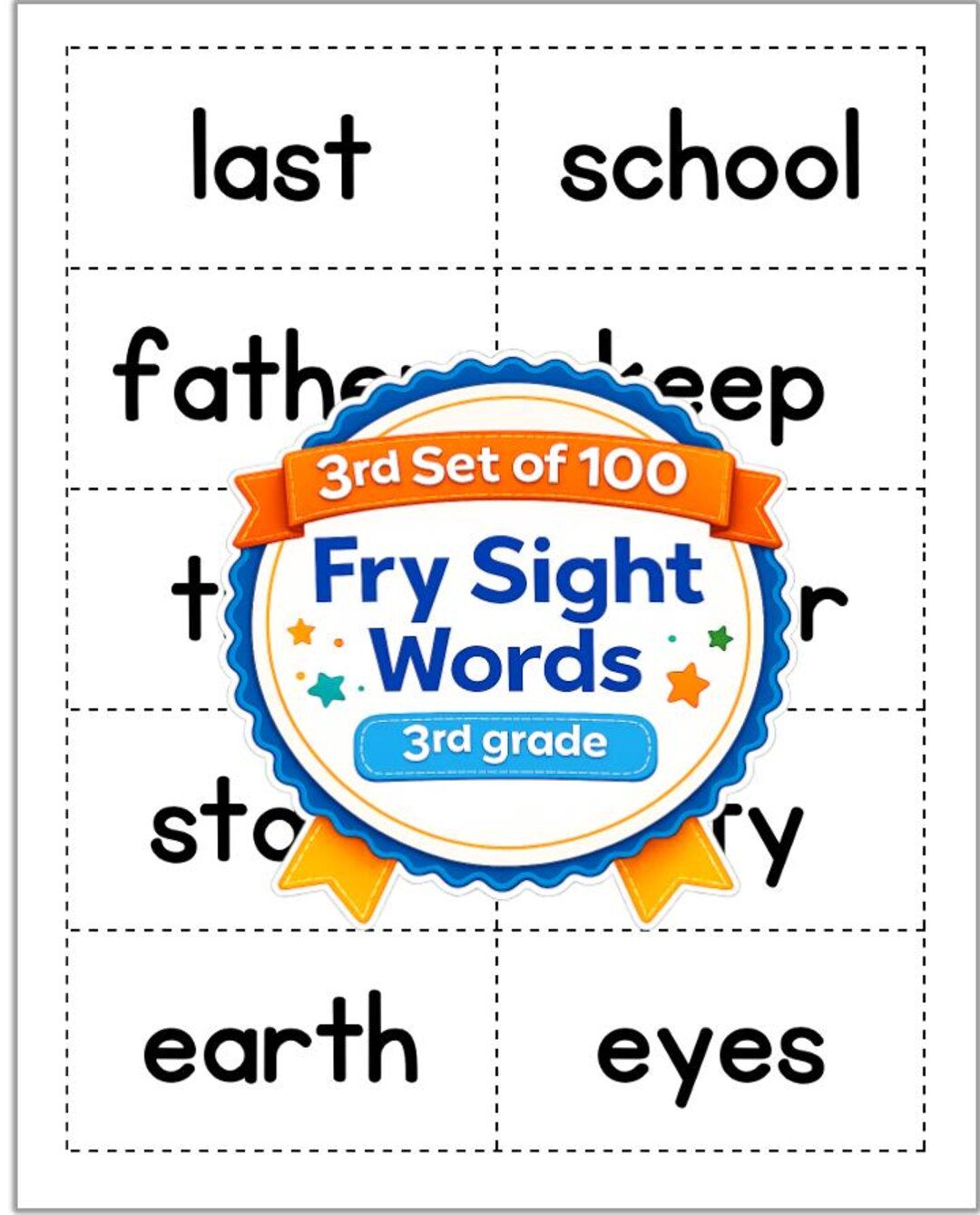 Third Set of 100 Fry Sight Words Downloadable | Sight Word Printable ...