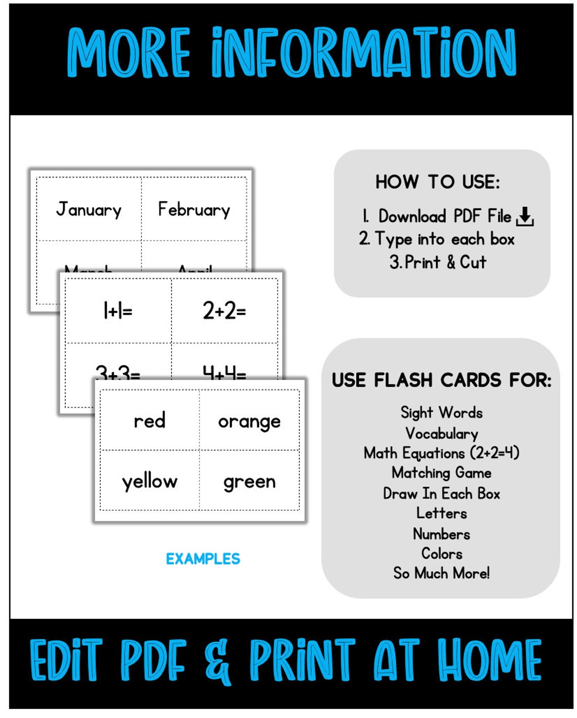 Editable 3x5" Flash Cards With Dotted Lines - 4 per Page | Flashcards ...