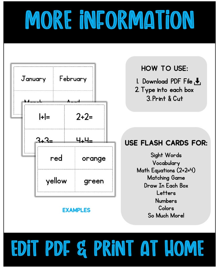 Editable 3x5" Flash Cards With Dotted Lines - 4 per Page | Flashcards ...