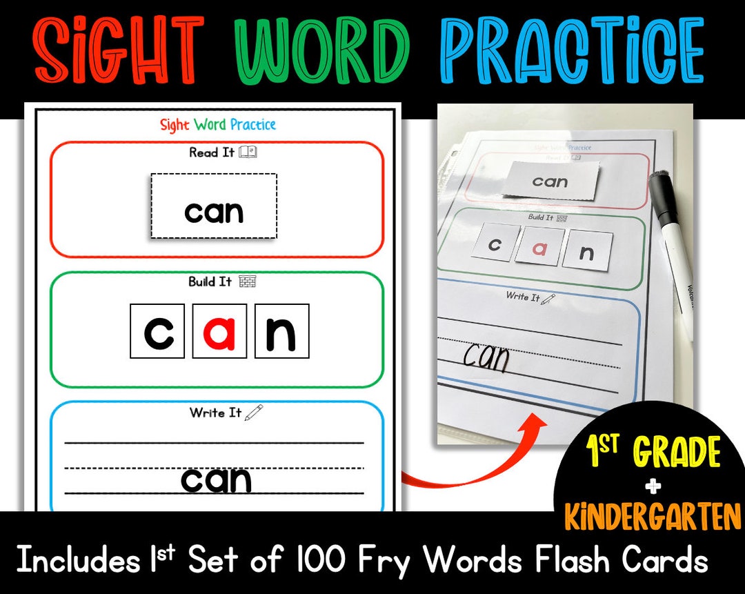 Sight Word Practice With the First Set of 100 Fry Words Sight Word ...